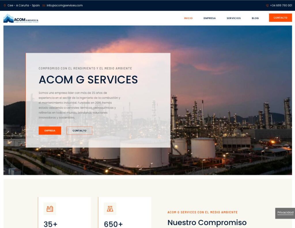 Web de Acom G Services – WP Nordés
